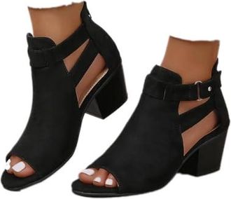 Generic Sandales orthop&eacute;diques &agrave; talons hauts &agrave; bout ouvert et compens&eacute;es d&eacute;contract&eacute;es pour la plage boh&egrave;me - Chaussures dext&eacute;rieur &agrave; talons carr&eacute;s pour femm