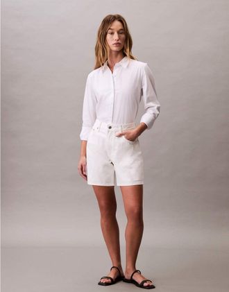 Calvin Klein Jeans Short en jean embl&eacute;matique style ann&eacute;es 90 - Blanc