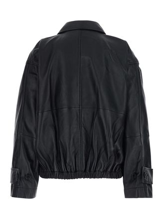 R&oacute;he Womens Blouson Jacket Black Lamb Leather Coat