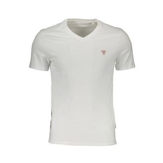 Guess Homme, Tops, Blanc, Taille: XL T-shirt Homme en Coton Blanc Col V