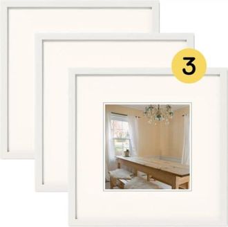 Walther Design Bilderrahmen polarweiss 13 x 13 cm 3er Pack, Peppers Holzrahmen BP313V3