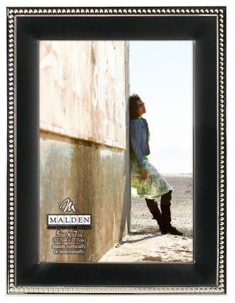 Malden International Designs Bilderrahmen, Metallperlen, zweifarbig, 12,7 x 17,8 cm, Schwarz/silberfarben