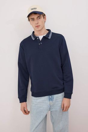 Trendyol MAN Herren Dunkelblau Einfarbig Lang Regular Fit Sweatshirts