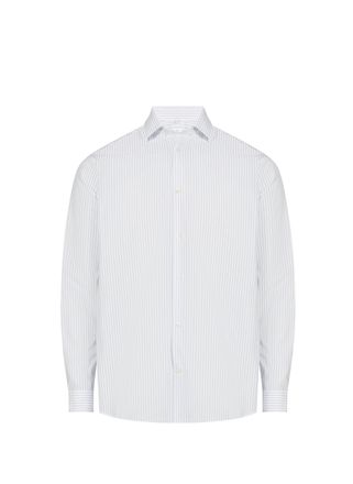 Au Printemps Paris Foras gestreiftes Popeline-Hemd - Weiß