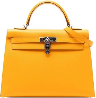 Herm&egrave;s 2010 Epsom Kelly II Sellier Satchel-Tasche 32cm - Gelb