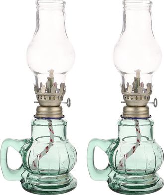 BESPORTBLE Angoily 2 St&uuml;ck Retro Petroleumlampe aus Glas Windfester &Ouml;llampenbrenner mit Einstellbarem Docht Kompakte Vintage &Ouml;llampe f&uuml;r Zuhause und Schreibtisch