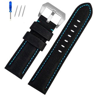 Generic F&uuml;r PAM441/01661 Armband Leder Sport Watchband Black Blue Watch Accessoires Armb&auml;nder 22mm 24 mm 26 mm