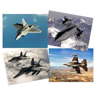 Artery8 Military SR-71 Blackbird F-15 Eagle F-16 Falcon F-22 Raptor Fighters Navy Planes Home Decor Wall Art Poster Pack of 4 Militär Adler Kämpfer Marine Ebe