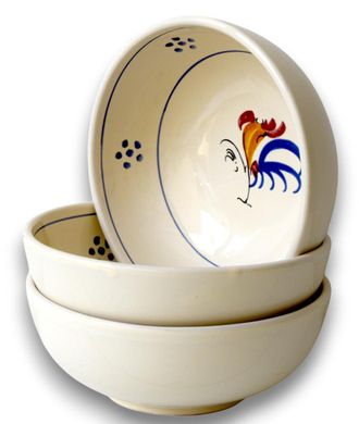 Fratelli Colì Schale aus Keramik mit Pugliese Hahn Set mit 3 Schüsseln Ø16 cm Hergestellt in Italien im traditionellen rustikalen Stil für Suppen Salate Nudeln