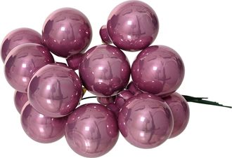 Kaemingk Weihnachtskugeln am Draht Glas 2cm x 12 St&uuml;ck Spiegelbeeren Glanz - kleine Dekokugeln - Christbaumschmuck & Weihnachtsdeko - Vintagerosa