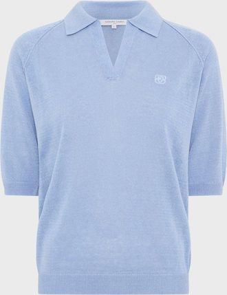 Gerard Darel Polo en lin m&eacute;lang&eacute; - LOULA - Bleu ciel
