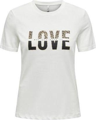 Only Onltanya Life Reg S/S Leo Print Top JRS, Cloud Dancer, S Femmes