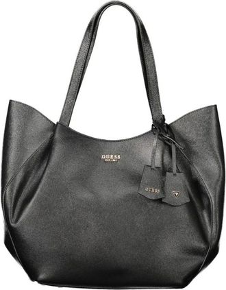 Guess Femme, Sacs, Noir, Taille: ONE Size Sac &agrave; main en poly&eacute;thyl&egrave;ne noir pour femme