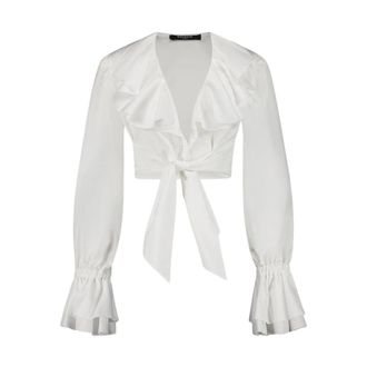 Balmain Ger&uuml;schtes Popeline-Hemd - - Blouses & Shirts - Damen - Wei&szlig; - XS