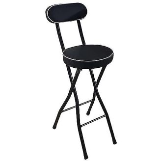 Generic Tabouret de bar pliable avec si&egrave;ge rembourr&eacute;, hauteur r&eacute;glable 55/60/65 cm, tabouret de cuisine rond avec dossier, chaise pliante portable pour lext&eacute;r