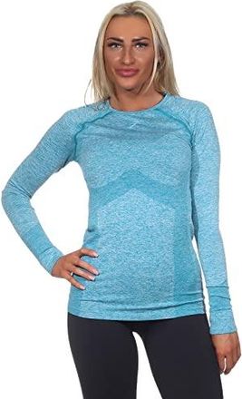 Gymshark Top à manches longues Flex pour femme, Bleu chiné, M