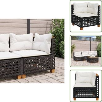 vidaXL Garten-Ecksofa mit Kissen Schwarz Poly Rattan - Outdoor M&ouml;bel - Gartengestell - Lounge Set - Esszimmergarnitur - Balkonm&ouml;bel