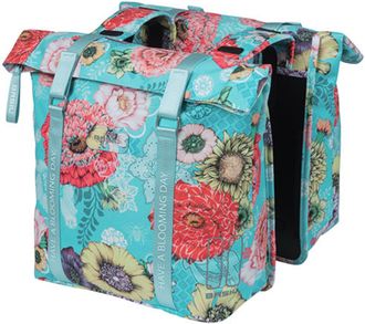Basil Double Bicycle Bag Bloom Field Sky Blue 28-35 Liter Recycled PET Polyester Ohne MIK