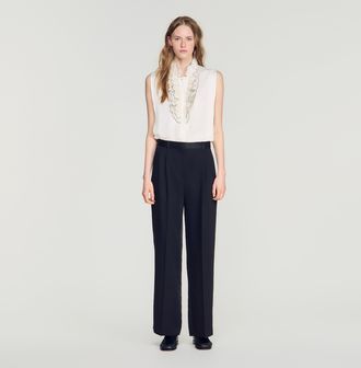 Sandro Pantalon bi-mati&egrave;res satin&eacute;
