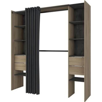 Demeyere Ausziehbarer Kleiderschrank Diana 115/190 cm-Kronberg Eiche/Sidewalk schwarz