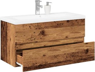 vidaXL vidaXL Waschbeckenunterschrank mit Einbaubecken Altholz-Optik