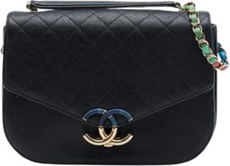 Chanel Pre-owned Vintage Sacoche matelass&eacute; en cuir caviar - Femme - Pre-owned - Noir - Taille: ONE Size