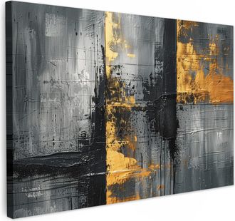 MuchoWow © Bild auf Leinwand Groß 120x80 cm XXL Schlafzimmer Bilder Badezimmer Wand Deko Wohnzimmer Moderne Wanddeko Bilderwand Geschenk Modern - Kunst - Gold 