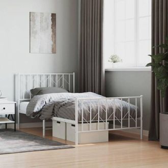vidaXL Cadre de lit m&eacute;tal sans matelas et pied de lit blanc 100x190 cm vidaXL