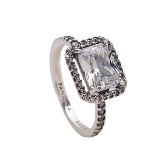 Pandora Rechteckiger funkelnder Halo-Ring - - Accessories - Damen - Grau - ONE SIZE