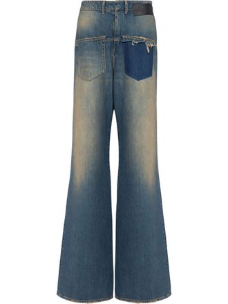 Balmain jean &eacute;vas&eacute; &agrave; taille haute - Bleu