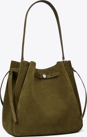 Tory Burch Damen Gro&szlig;e Romy Bucket Bag aus Wildleder