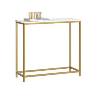 SoBuy FSB29-G Konsolentisch mit goldenem Metallrahmen Flurtisch Dekotisch Sideboard Beistelltisch Wohnzimmer Eingangsbereich BHT ca: 80x75x30cm