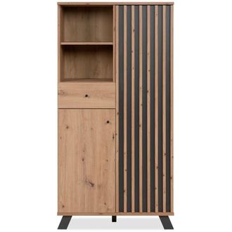 Finori Finori - Buffet haut 2 portes 1 tiroir 80x40x156 cm d&eacute;cor ch&ecirc;ne - medan