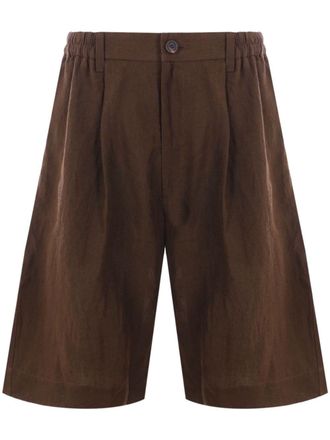 Ziggy Chen bermuda &agrave; design superpos&eacute; - Marron