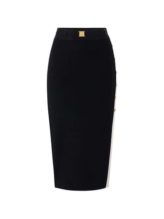 Elisabetta Franchi jupe mi-longue fendue en maille - Noir