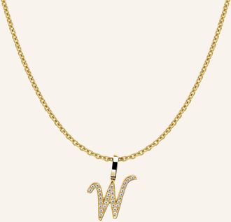 Cada Cada Kette Tiny Diamond Letter W gold