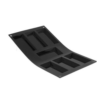 De Buyer De Buyer - Plaque de 7 Financiers MOULFLEX en silicone - 29,5 x 17,3 cm -, Noir