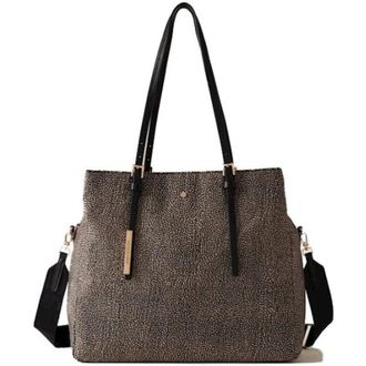 Borbonese Natur/Schwarze Einkaufstasche - - Bags - Damen - Schwarzk - ONE SIZE
