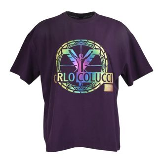 Carlo Colucci Logo T-Shirt - - Tops - Herren - Lila - 2XL
