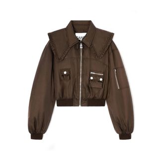 Ganni Duchesse Nylon Bomberjacke - - Jackets - Damen - Braun - XS