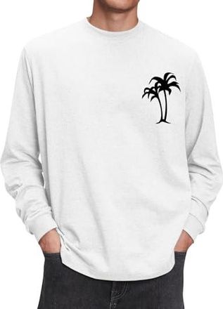 Generic T-shirt &agrave; manches longues pour homme, t-shirt surdimensionn&eacute; imprim&eacute; &agrave; manches longues, t-shirt d&eacute;t&eacute; l&eacute;ger, col rond, t-shirt &agrave; manches longues, t-shi