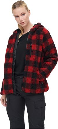 Brandit TEDDYFLEECE JACKE MIT KAPUZE DAMEN WINTERJACKE JAGD OUTDOOR FLEECEJACKE, Gr&ouml;&szlig;e:XS, Farbe:Rot-Schwarz