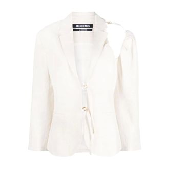 Jacquemus Femme, Vestes, Blanc, Taille: 34 FR La Veste Galliga Asymmetric Blazer