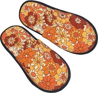 Generic Hiver Pantoufles Fleur Hippie Peluche Pantoufles En Coton Lavables Chausson Hotel Pour Homme Voyage Chambre M