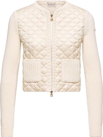 Moncler Moncler Geometric-quilted Padded Zip-up Cardigan, Women, White, Size: Xl