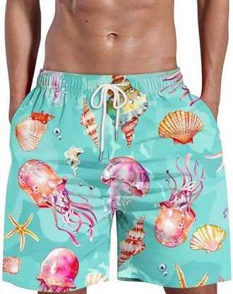 Generic Short de plage d&eacute;t&eacute; pour homme - Imprim&eacute; num&eacute;rique - Taille &eacute;lastique - D&eacute;contract&eacute; - Tendance - Respirant - Vacances, vert menthe, 3XL