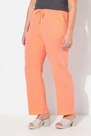 Ulla Popken Schlupfhose Musselin-Schlupfhose Rose weites Bein Elastikbund