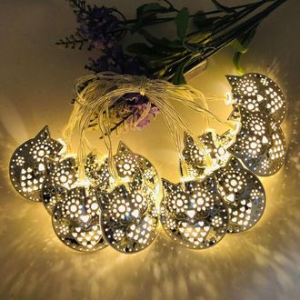 OSALADI 1. 8 lange Weihnachts-Lichterkette mit 10 LEDs, Eulen-Form, Feenlampe, Nachtlicht, für den Urlaub, drinnen und draußen, Garten, Party-Dekoration