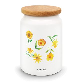 Mr. & Mrs. Panda Frischhaltedose Sonnengruß Design - Geschenk, Dose, Aufbewahrungsdosen, Vorratsbehälter, Osterglocke, Keksdose, Gelbe Blumen, Sonnenblume, Teedose, Mu