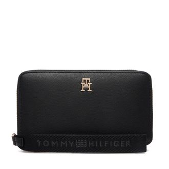 Tommy Hilfiger Geldb&ouml;rse Tommy Hilfiger Th Logotape Compact Zip Around AW0AW18699 Schwarz
